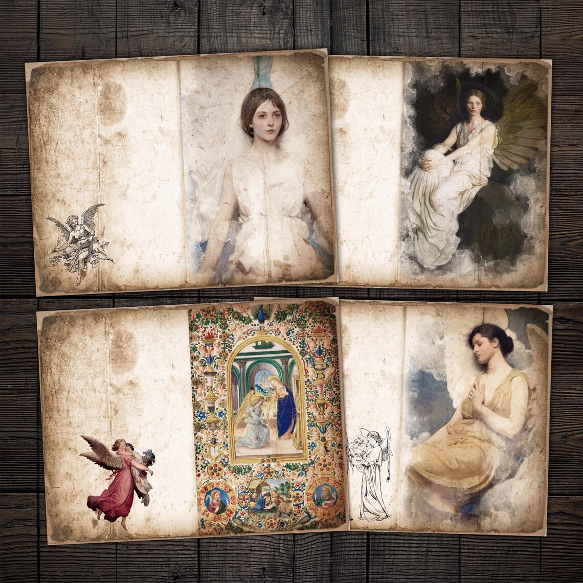 Printable Angels Pages for Junk Journals, Art Journal, Scrapbooks ...