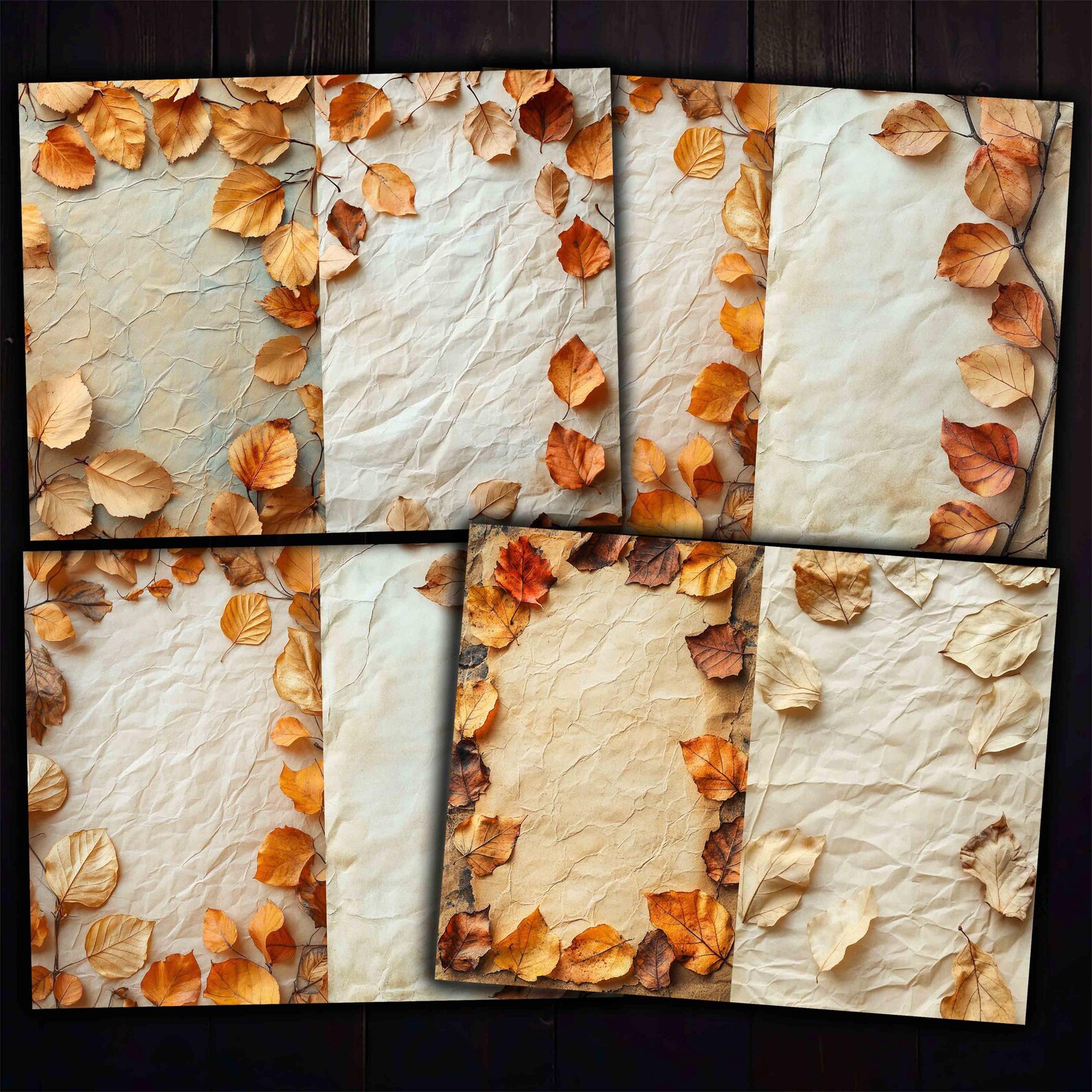 Autumn Leaves Printable: Vintage Half Pages for Junk Journals (digital ...