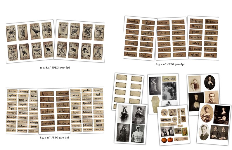 95 Sheets Digital Halloween Bundle for Printable Ephemera - Etsy