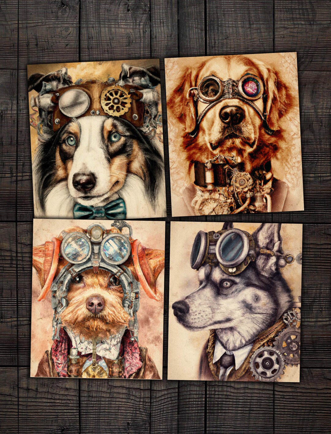 Steampunk Dogs Digital Pages Printable Steam Punk Dog Images - Etsy