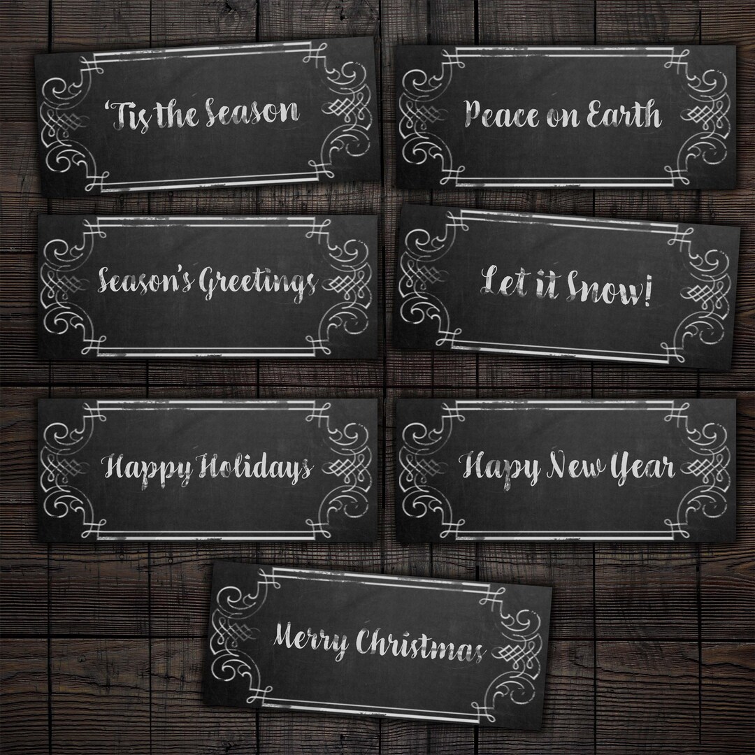 Vintage Christmas Chalkboard Labels, Printable Words for Junk Journals ...