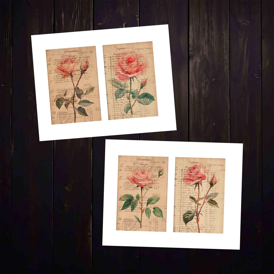 Pink Rose Antique Ledger Ephemera: Junk Journal Pages (digital Kit) - Etsy