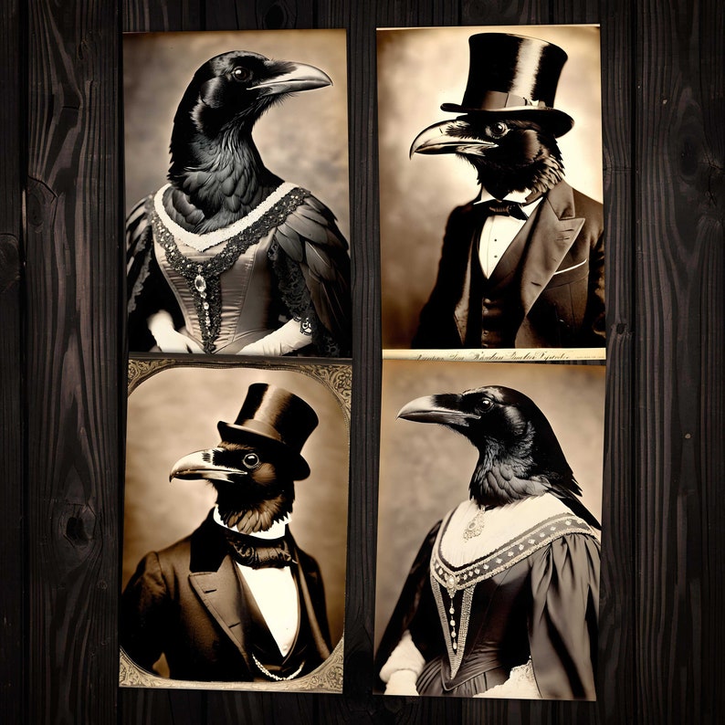 Victorian Raven Ephemera: Gentleman & Lady Crow Photos (digital ...