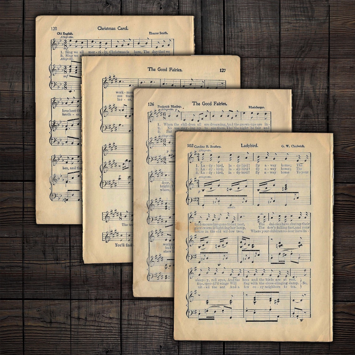 Antique 1800s Children's Music Sheets Printable Papers for Junk ...