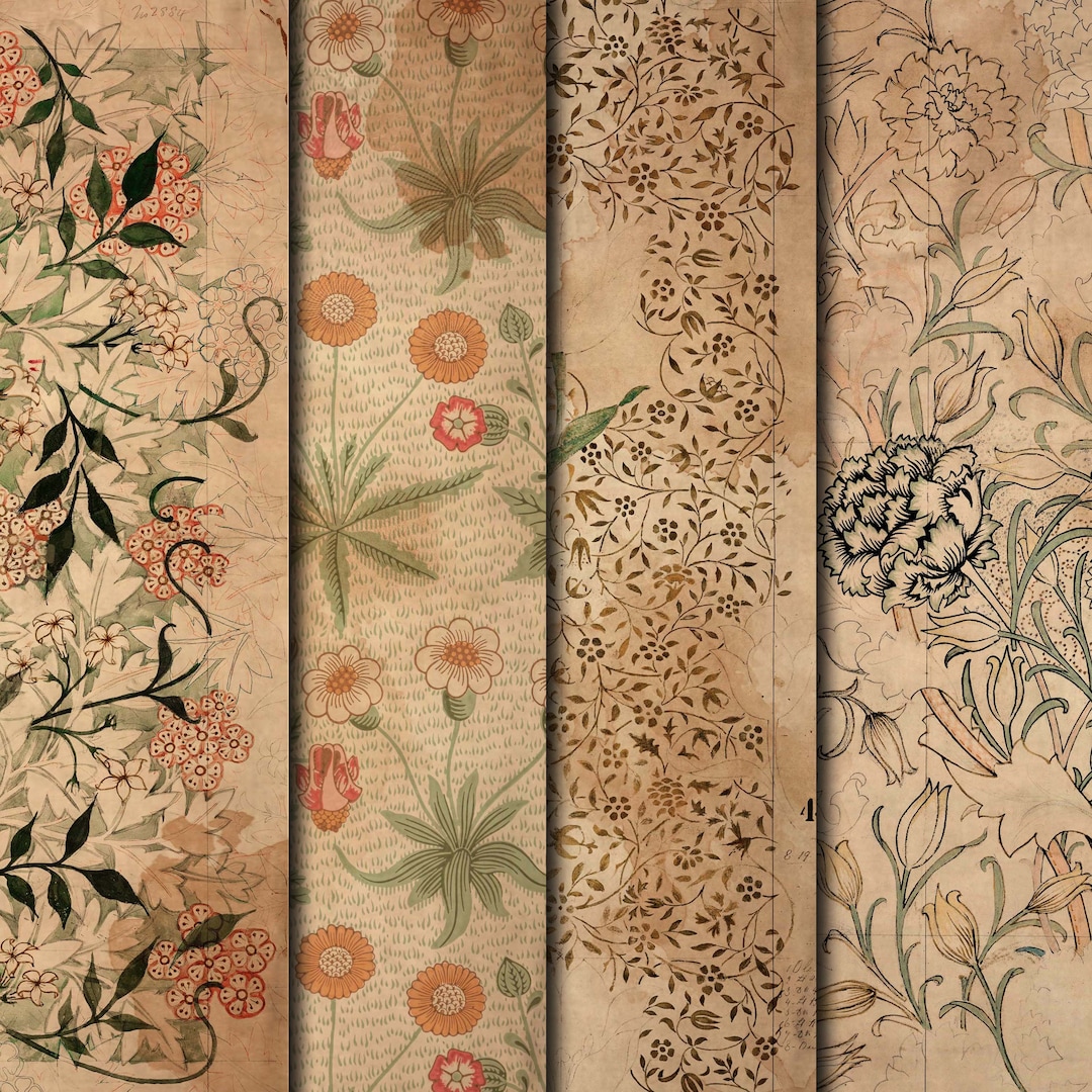 Digital Vintage Floral Pattern Paper, Printable Papers for Junk ...