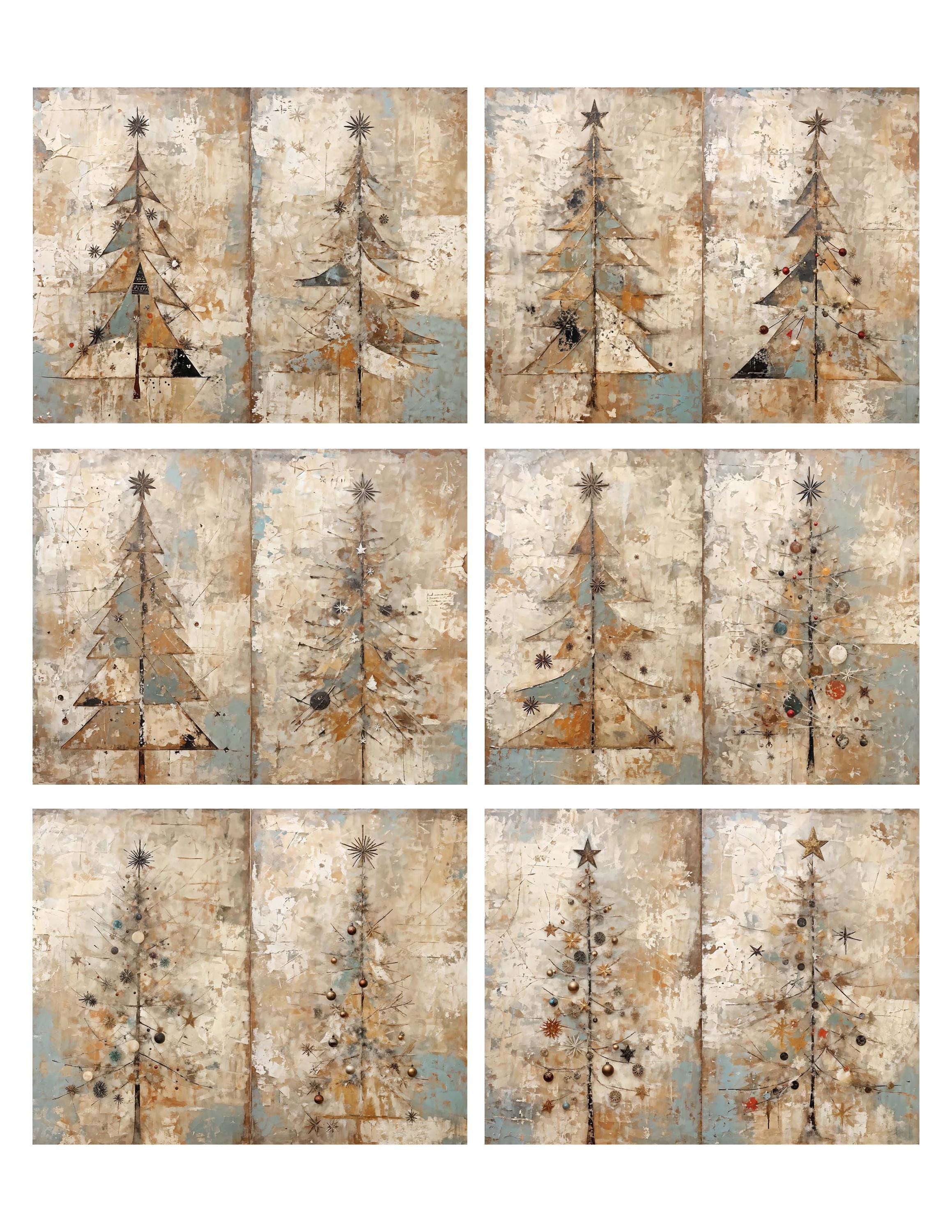 Grunge Christmas Tree Junk Journal Pages: Rustic Winter Collage ...