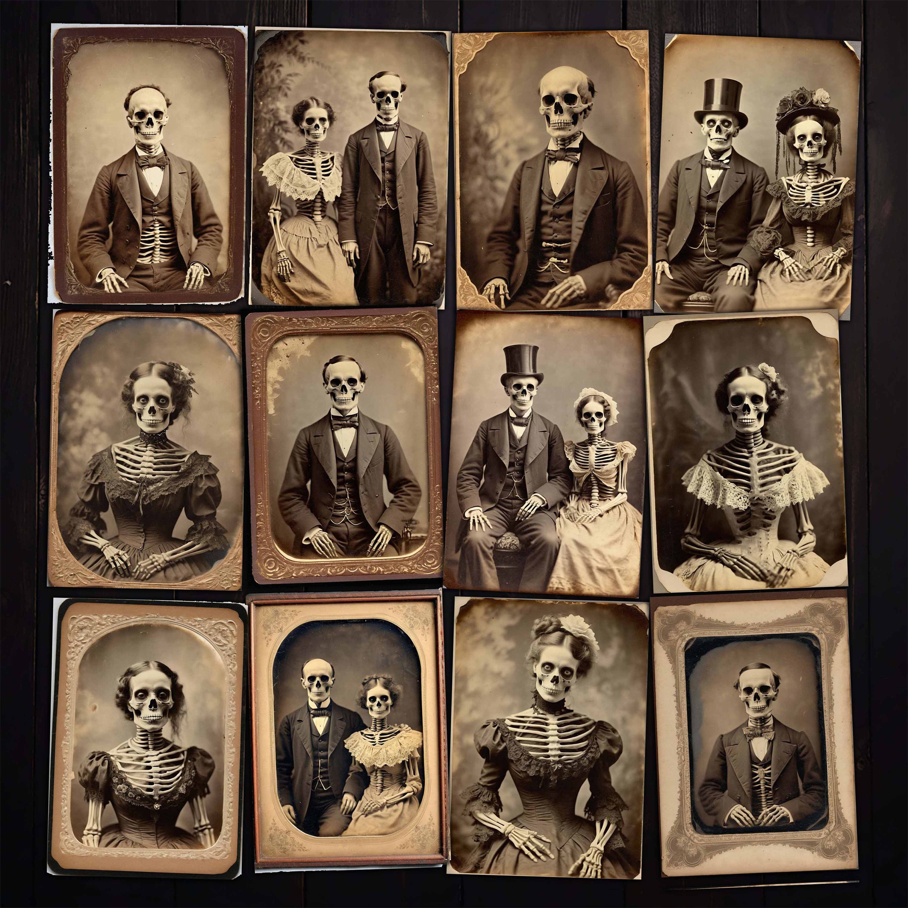 Victorian Skeleton Photos: Spooky Halloween Collage Sheets (digital Kit ...