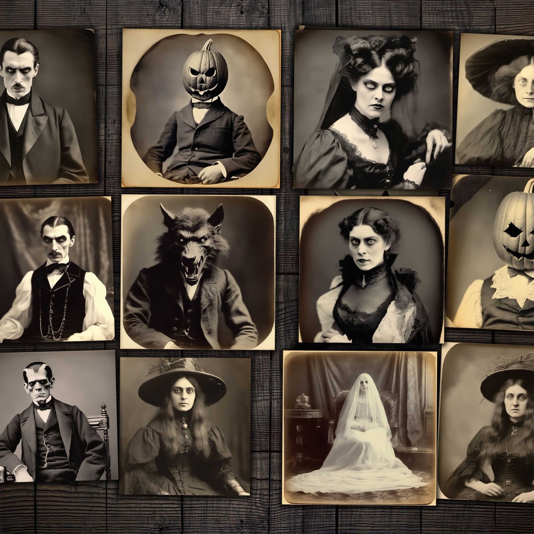 Victorian Halloween Photos: Creepy Antique Collage Sheet (digital ...