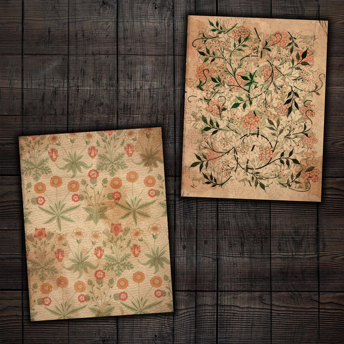 Digital Vintage Floral Pattern Paper, Printable Papers for Junk ...