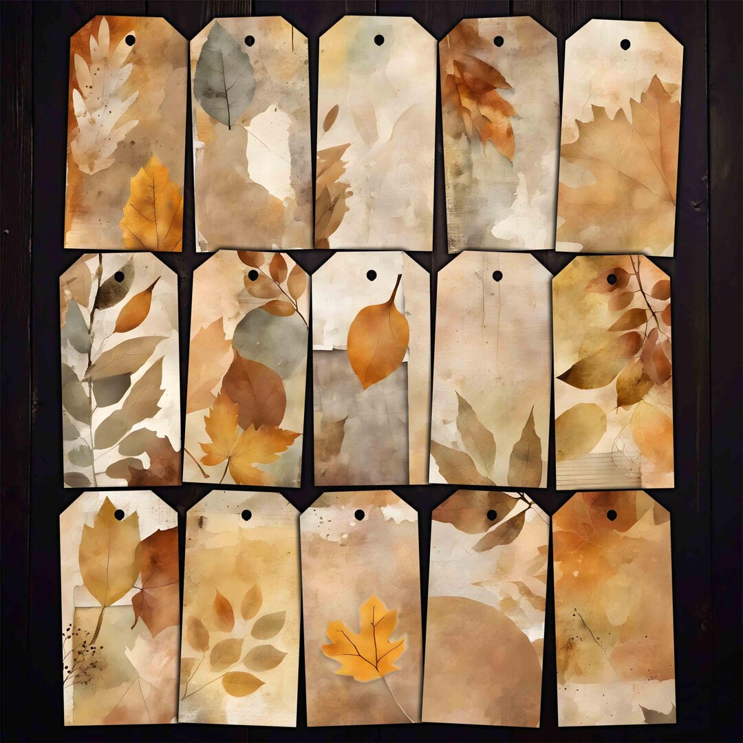 Abstract Autumn Leaf Tags Printable Digital Collage Sheets for Junk ...