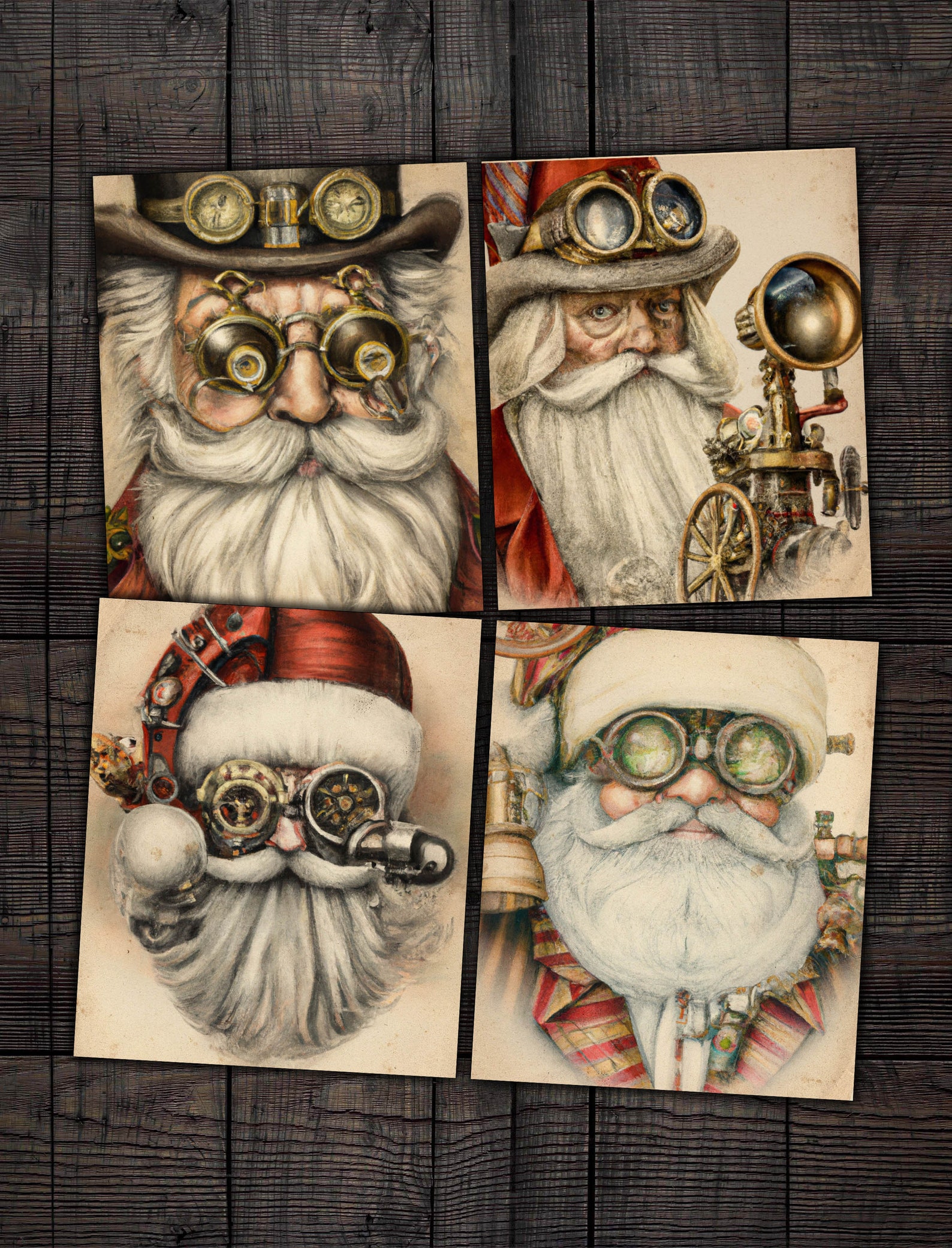 Steampunk Santa Claus Digital Papers for Junk Journals - Etsy