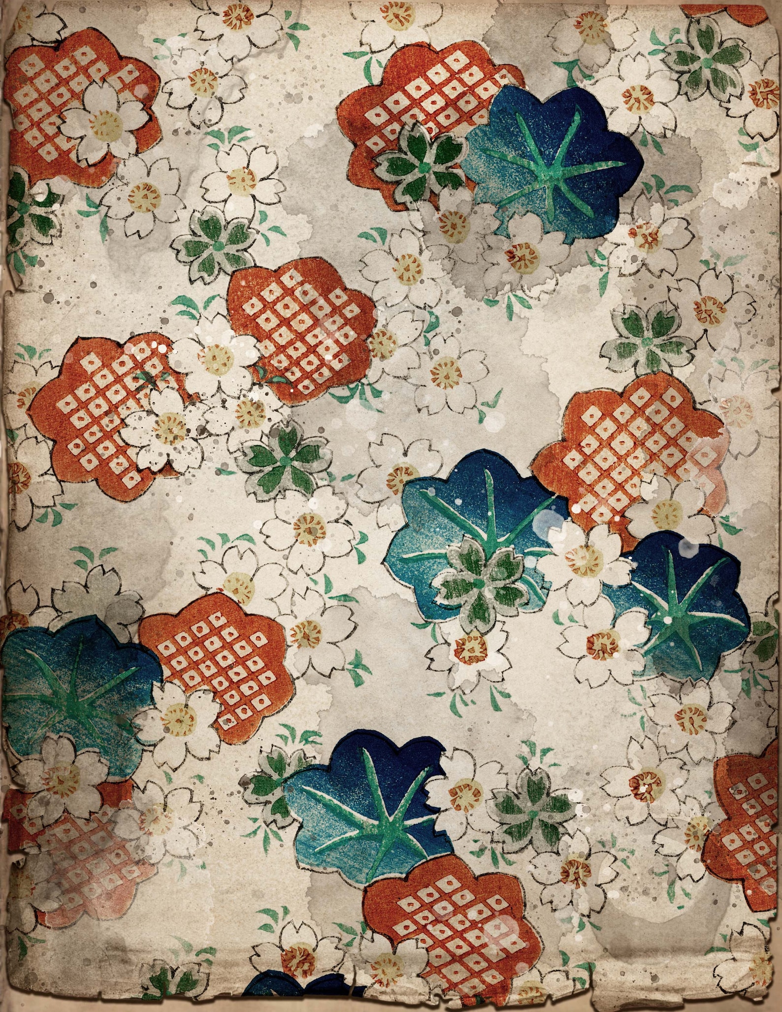 Grunge Japanese Pattern Papers, Printable Backgrounds for Junk Journals ...