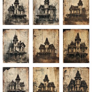 Grunge Ripped Haunted House Printable Papers for Junk Journal, Mixed ...