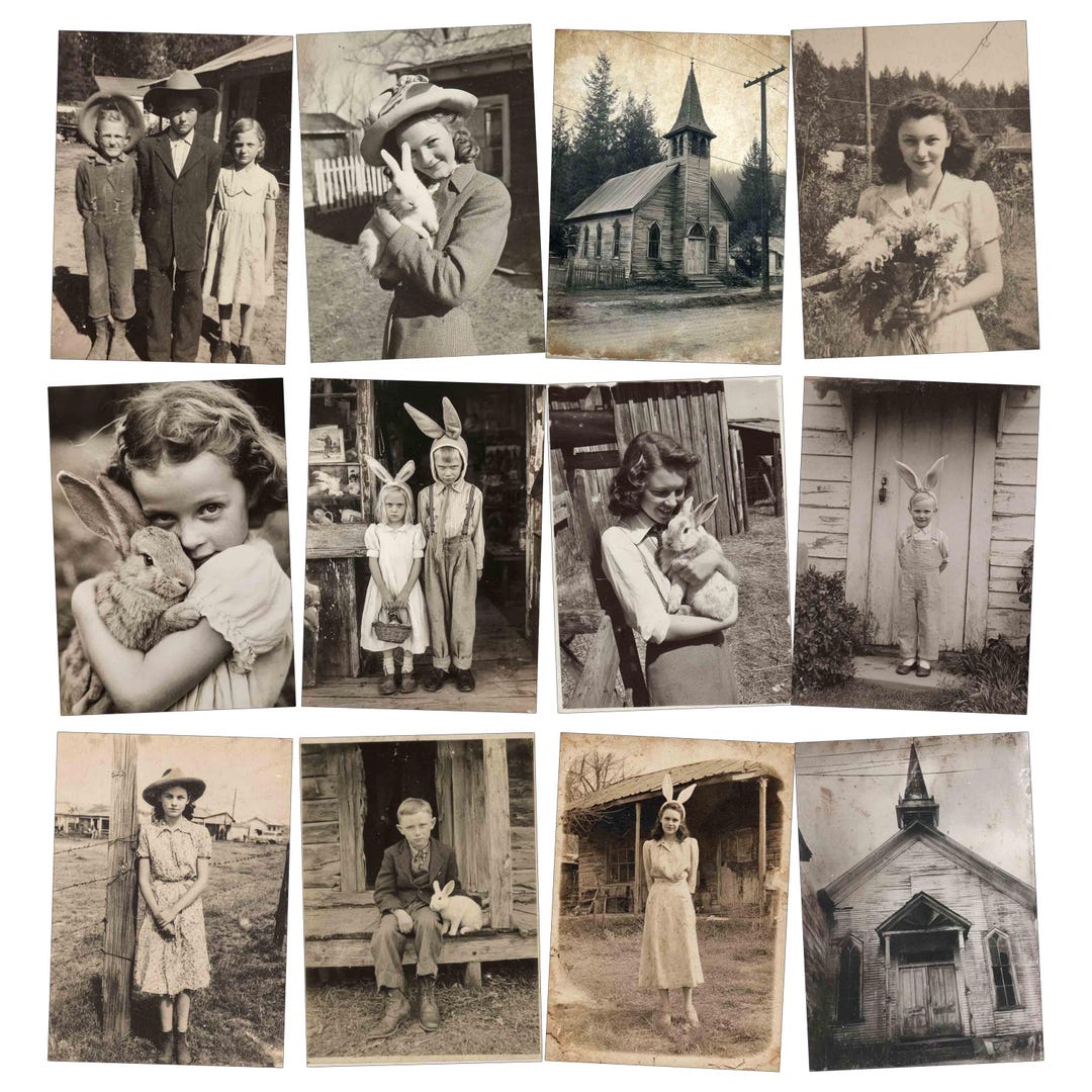 Easter Sunday Snapshots, Vintage Photograph Collage Sheets: Junk ...