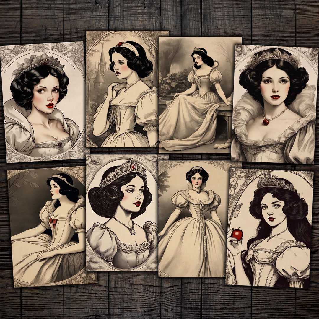 Vintage Snow White Printable ATC Cards, Digital Fairy Tale Images for ...