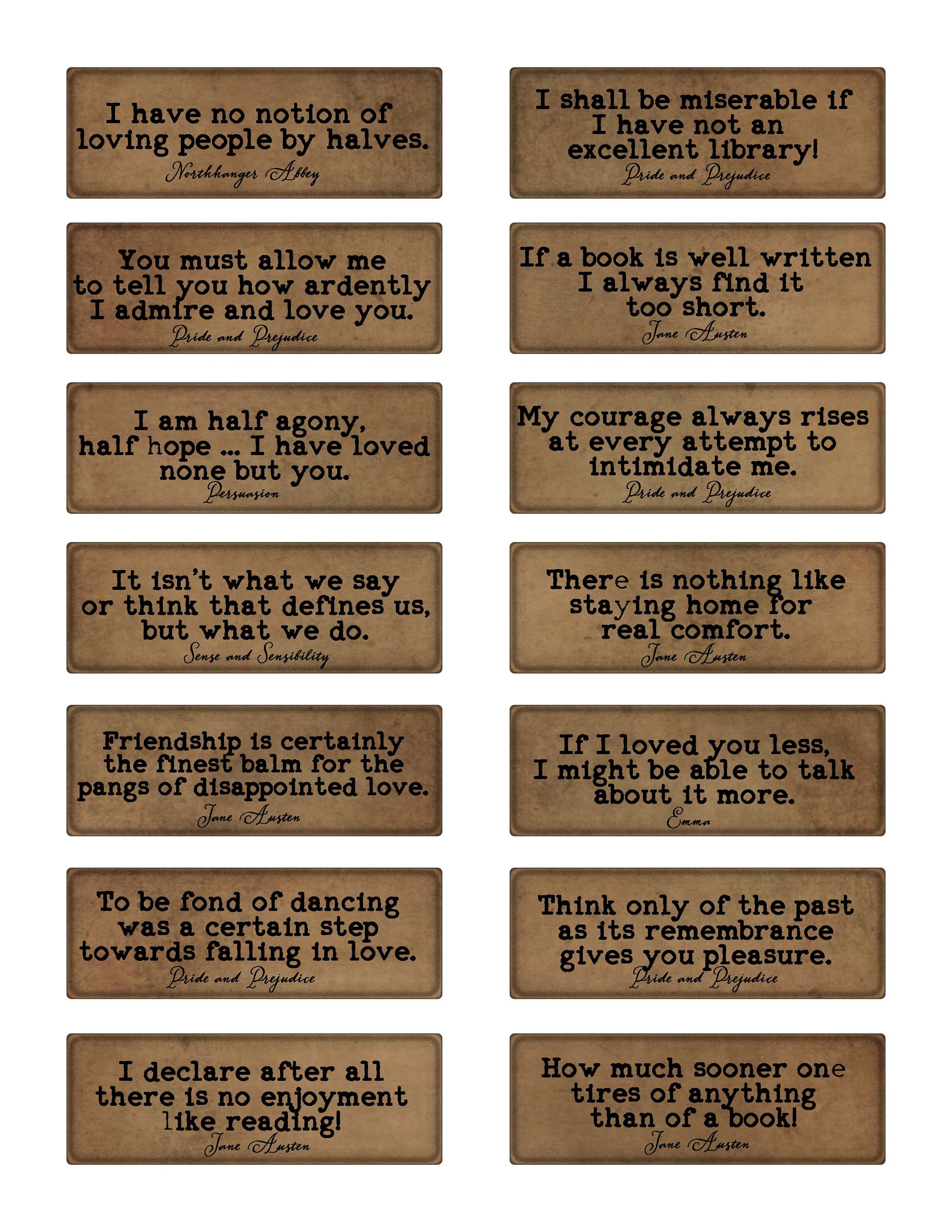 Jane Austen Printable Quotes for Junk Journals Scrapbooks - Etsy Australia