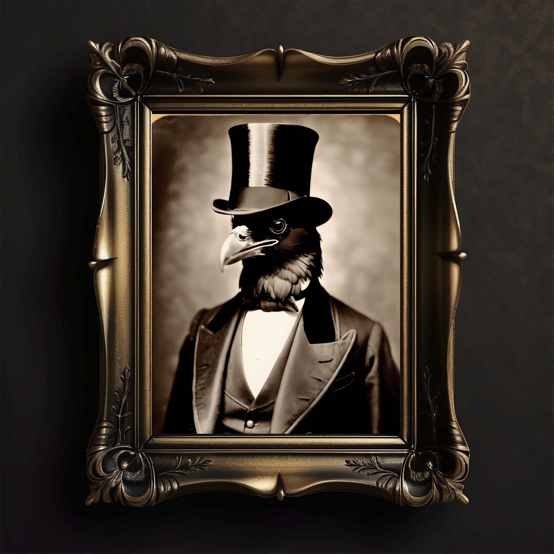 Raven Gentleman Printable Gothic Fantasy Steampunk Crow Bird Photograph ...