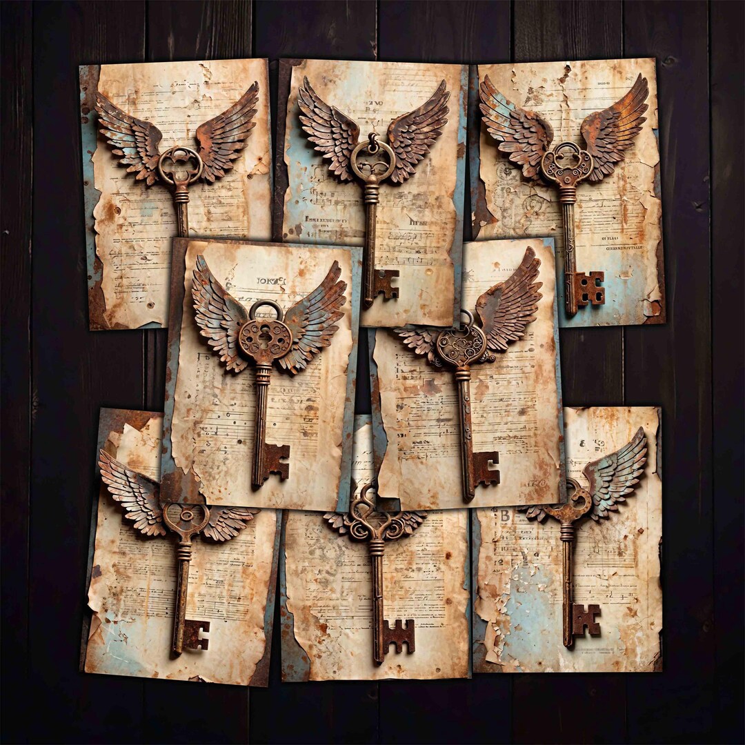 Rust Winged Keys Printable: Steampunk ATC Images (digital Download) - Etsy