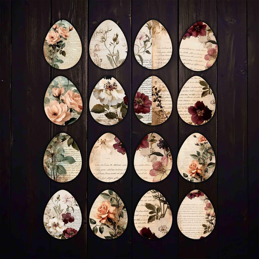 Flower Easter Eggs Digital Cut Outs, Fussy Cuts, Images for Junk ...