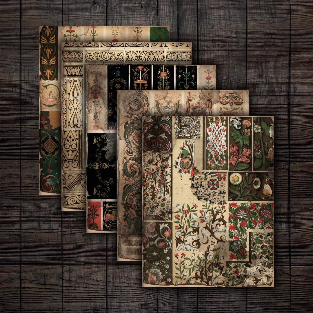 Digital Vintage Pattern Papers , Grunge Printable Paper for Junk ...