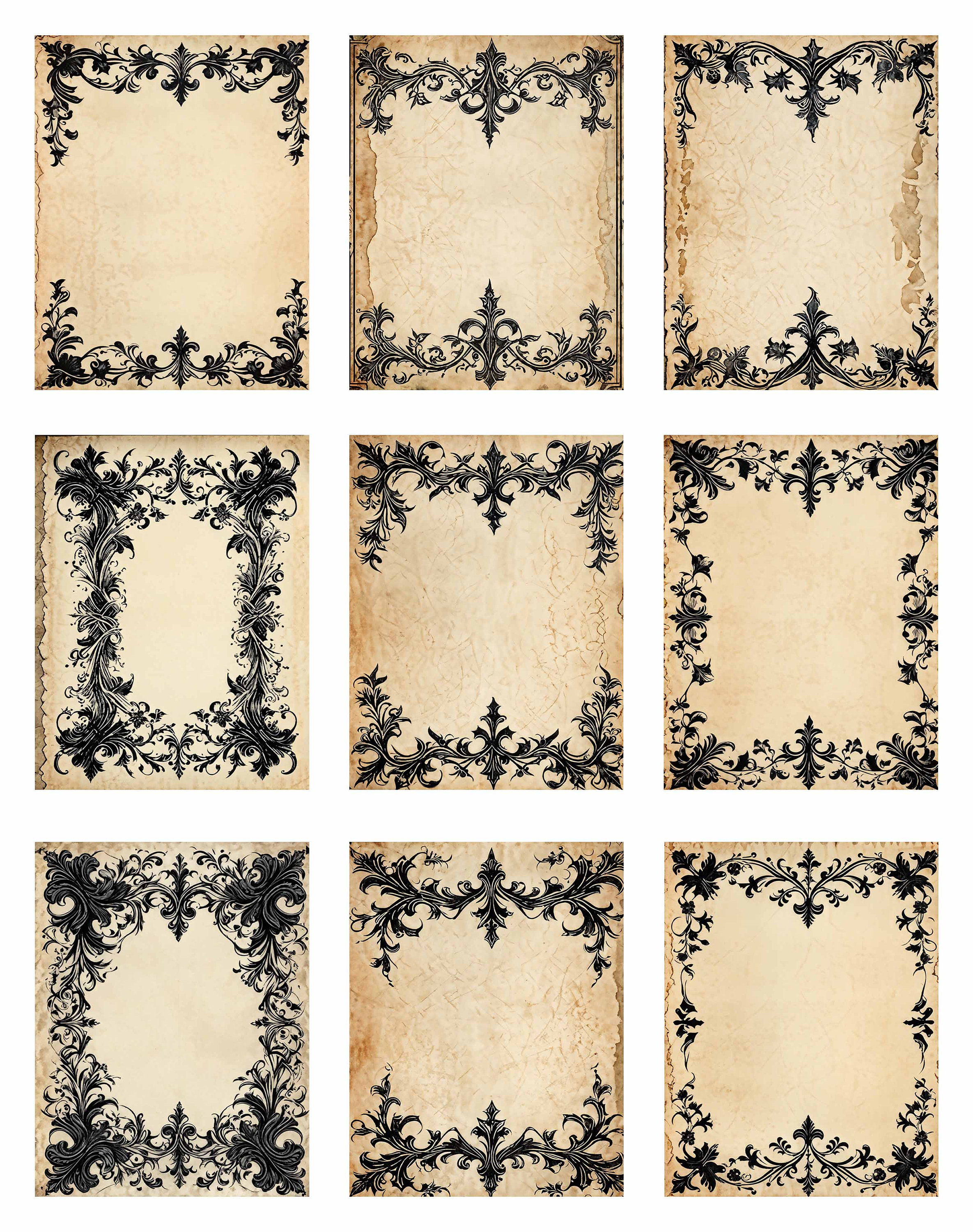 Gothic Frame Borders: Printable Papers for Junk Journal (digital ...