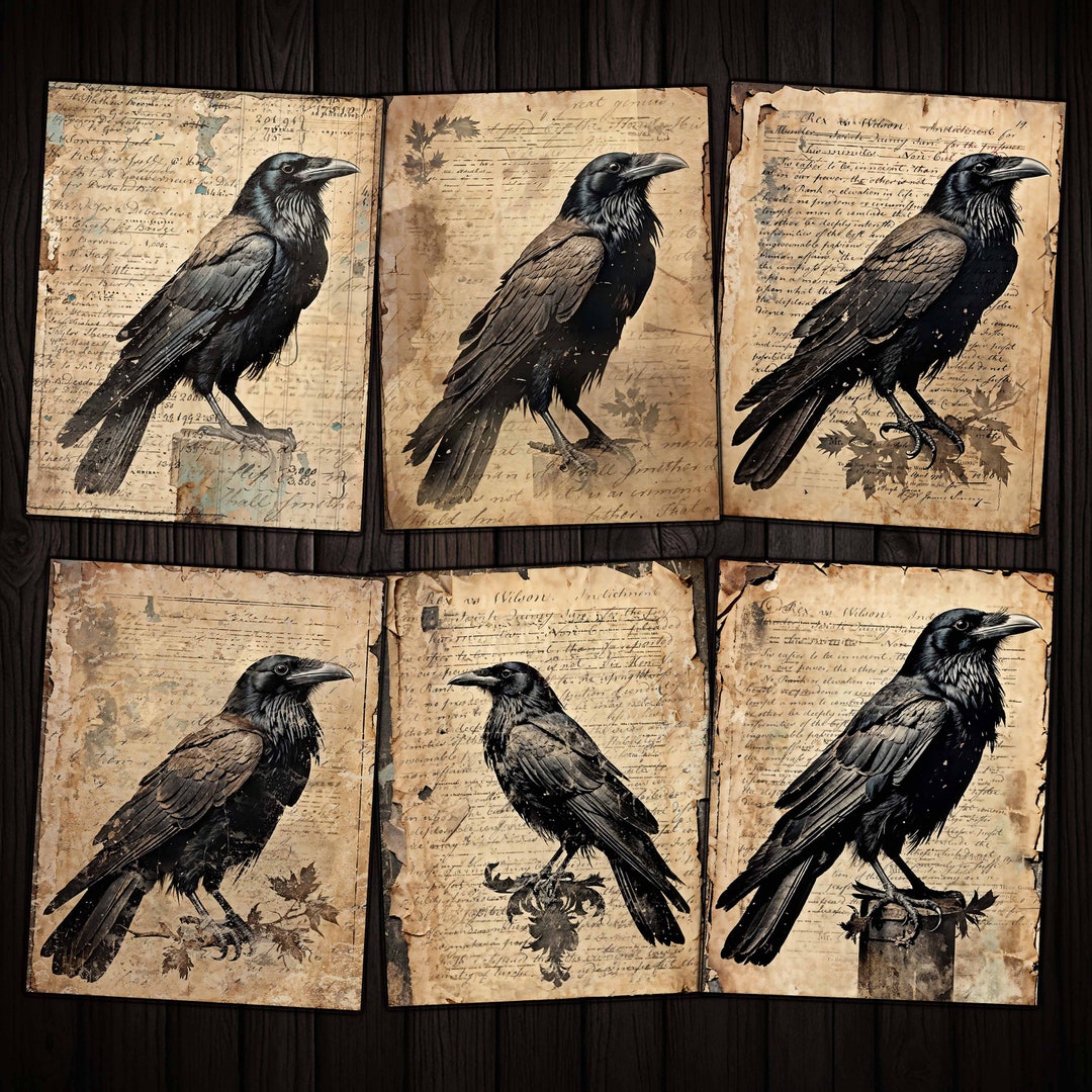 Grunge Raven Printable Papers: Gothic Halloween Junk Journal (digital ...