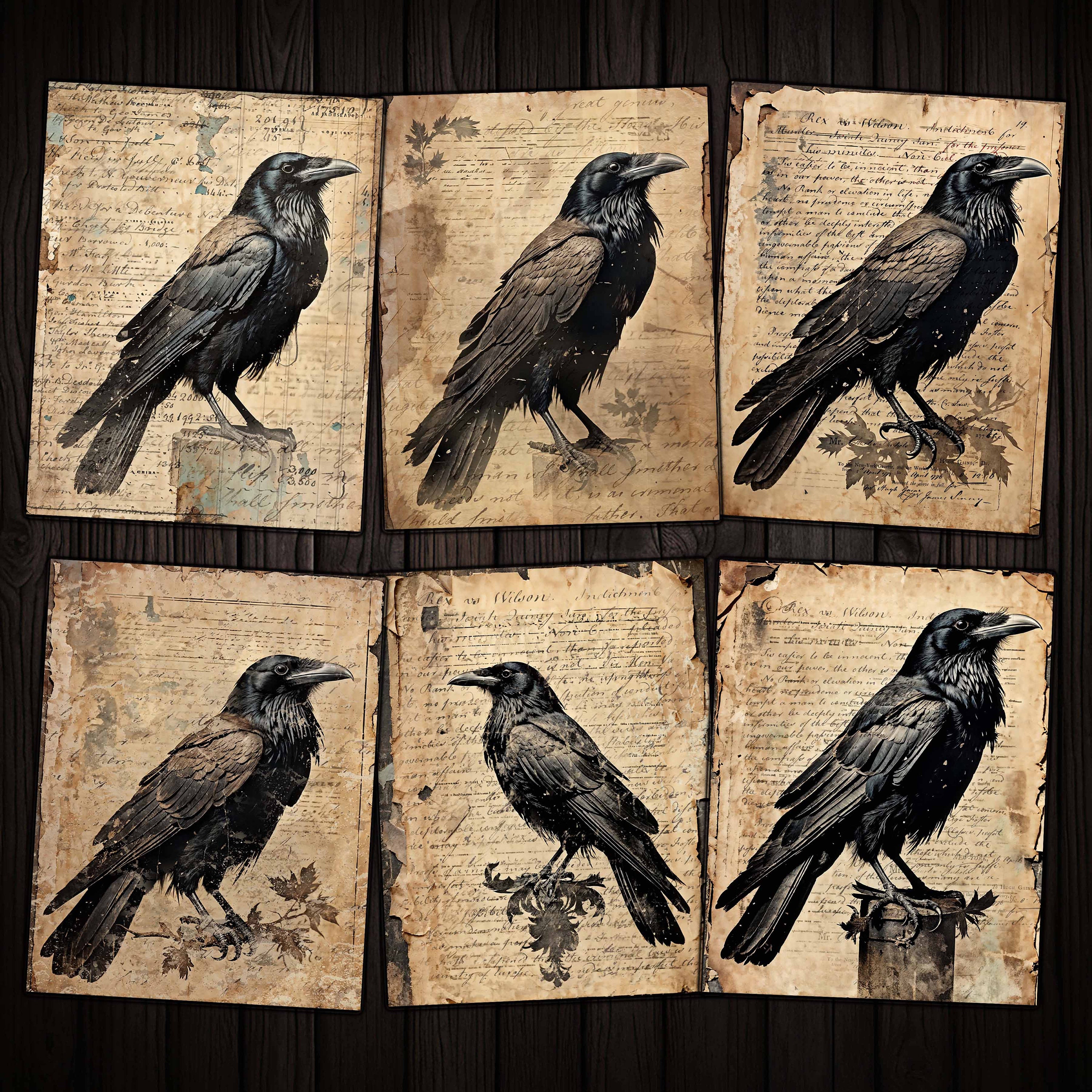 Grunge Raven Printable Papers: Gothic Halloween Junk Journal (digital ...