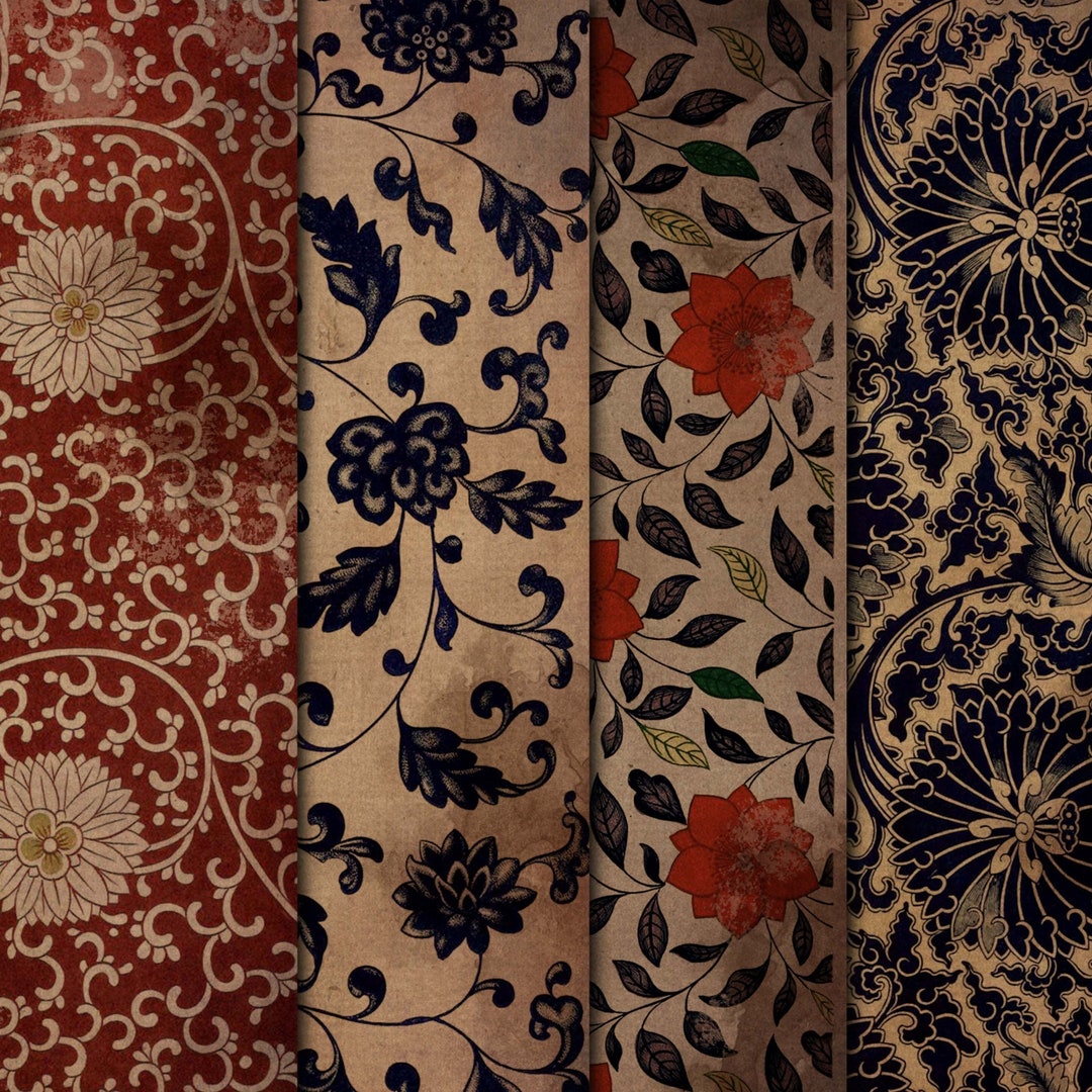 Grunge China Pattern Papers, Printable Backgrounds for Junk Journals ...
