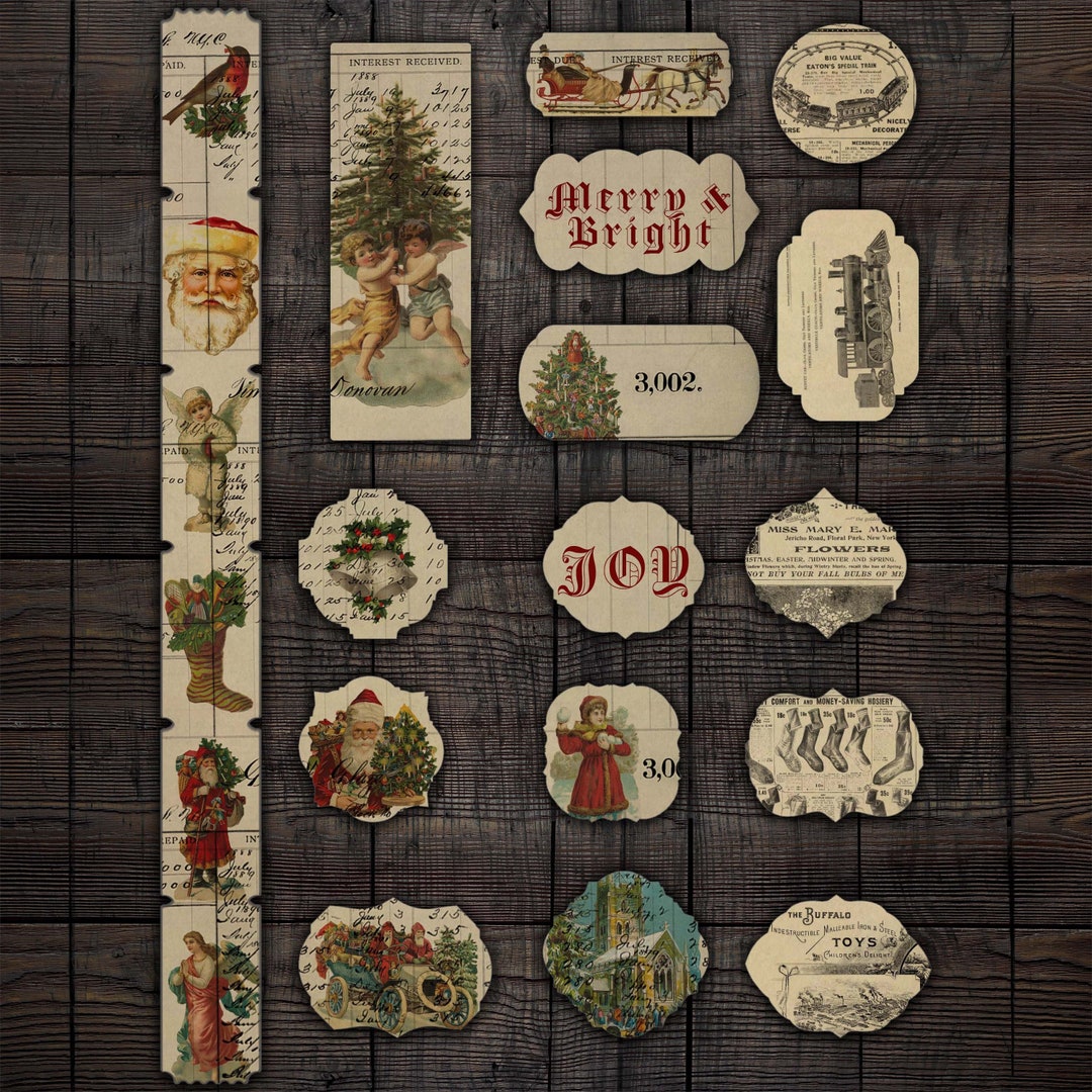 Printable Christmas Small Ephemera for Junk Journals, Scrapbooks, Mixed ...