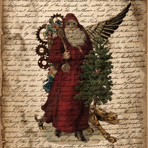 STEAMPUNK SANTA Grunge Christmas Printable Ephemera for Junk - Etsy