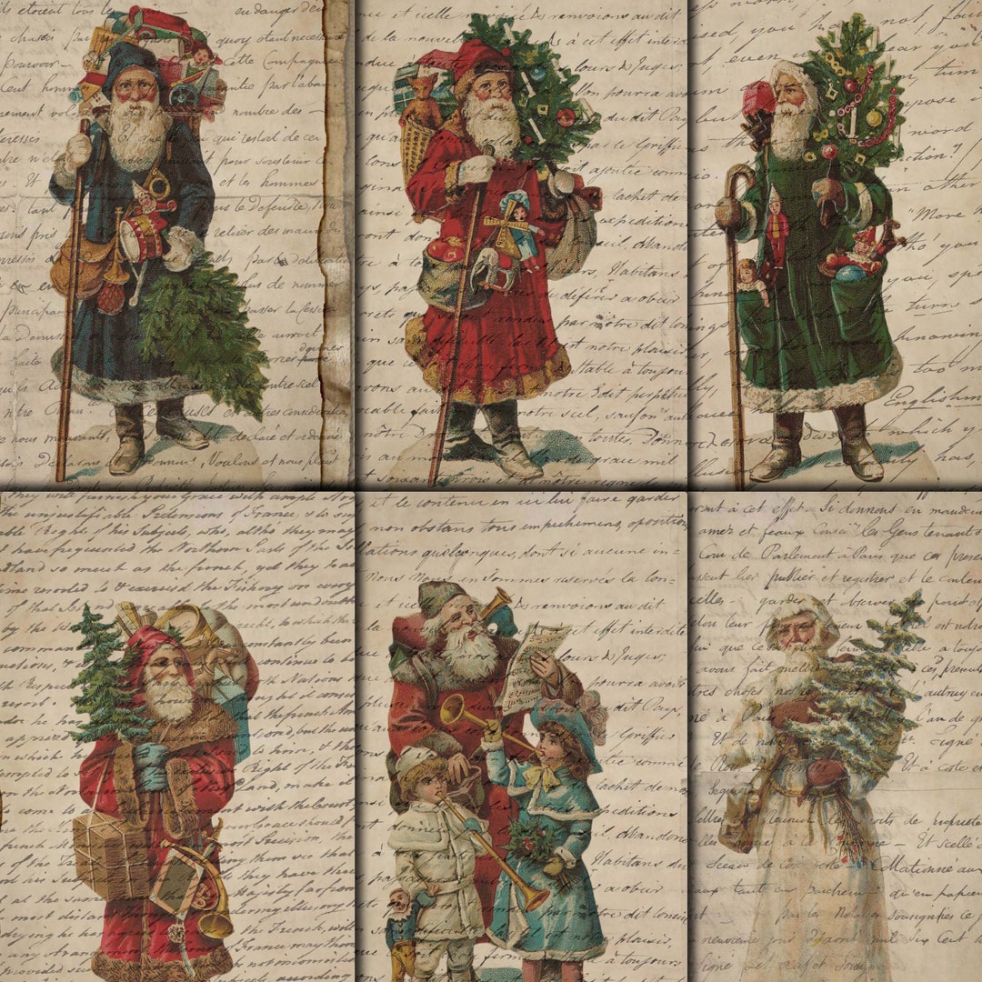Vintage Santa Claus Junk Journal Printable Pages, Digital Paper for ...
