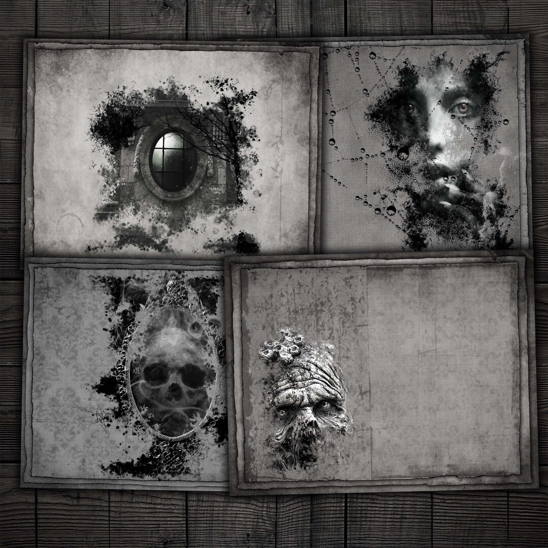 Printable Dark Grunge Halloween Journal Pages for Scrapbook and Paper ...