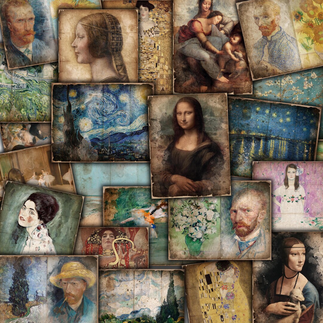 Famous Paintings Bundle, Printable Ephemera Kit for Junk Journals ...