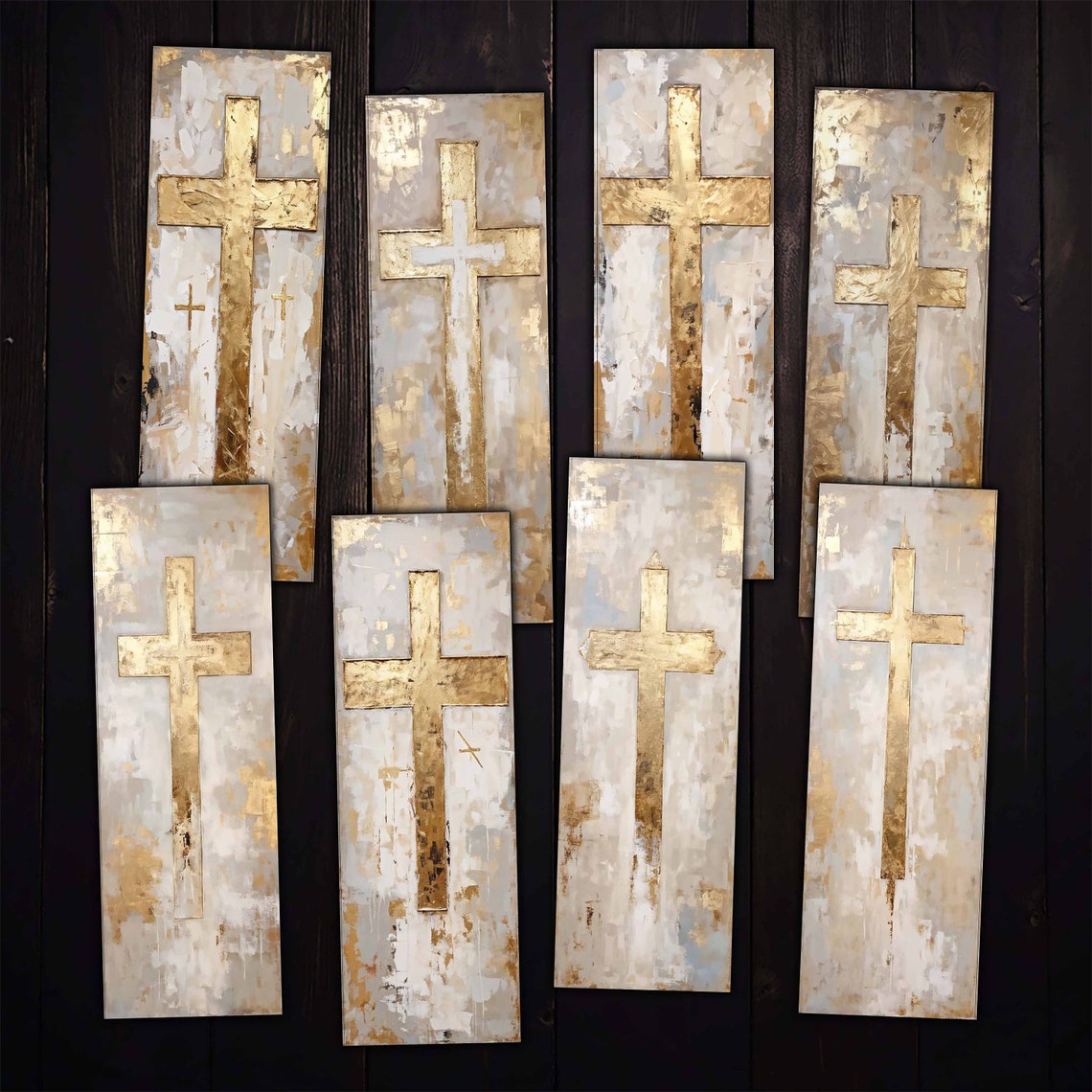 Printable Abstract Christian Cross Bookmarks, Gold Crosses Bookmark ...