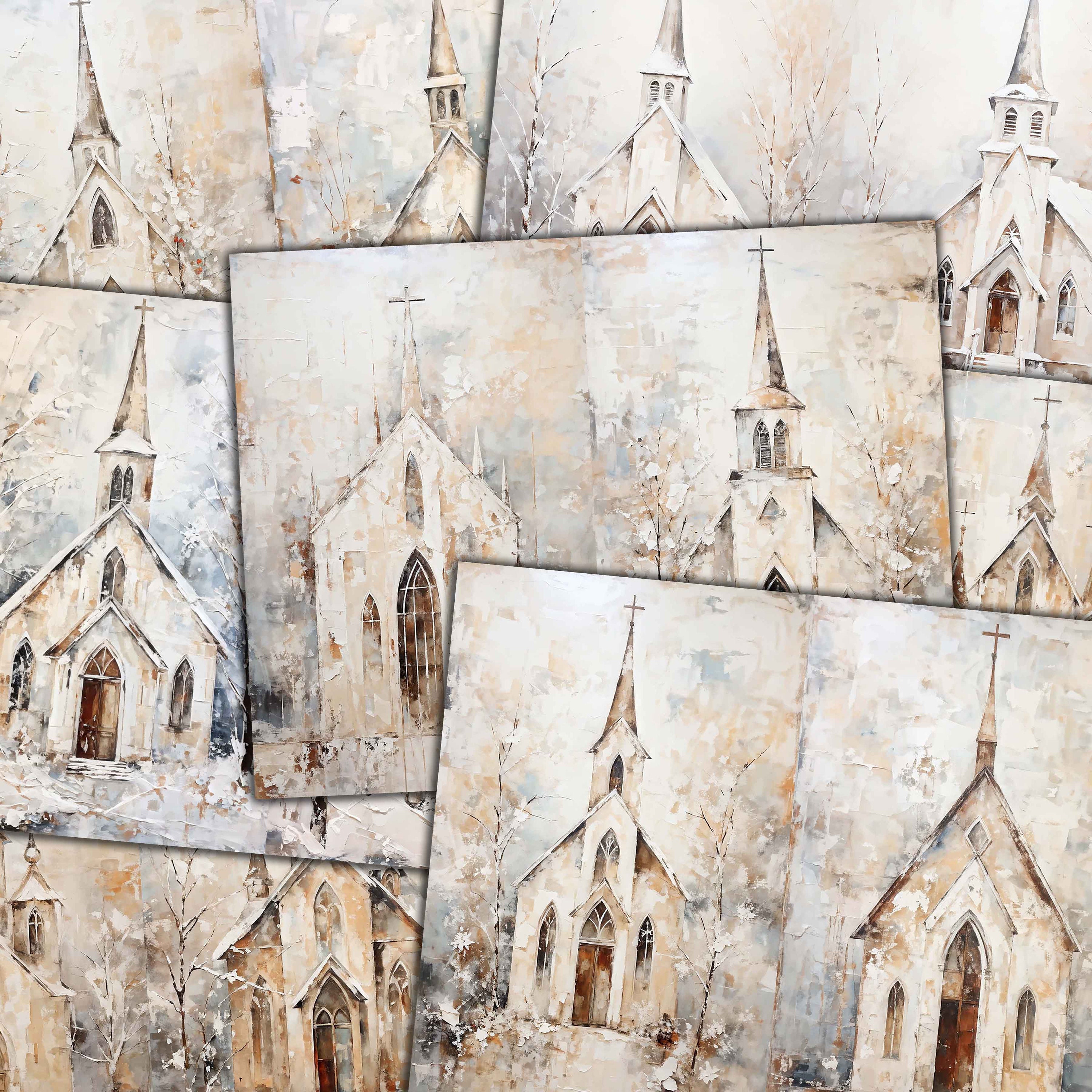 Rustic Church Junk Journal Printable: Abstract Chapel Collage (digital ...