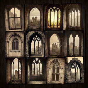 Gothic Castle Windows Printable ATC Antique Vintage Photograph Collage ...