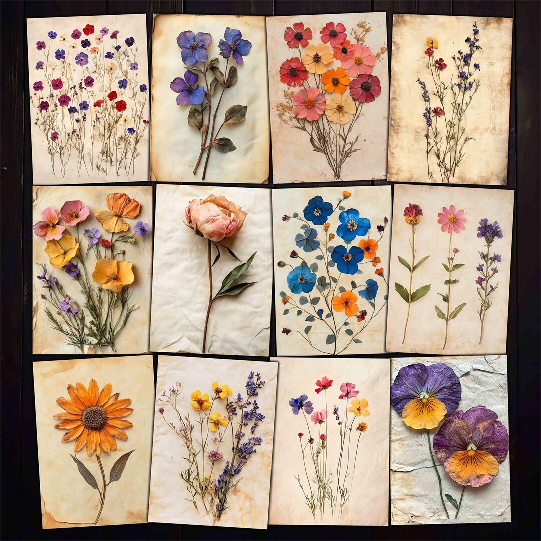Dried Flowers Printable Spring Images Wildflower ATC for Junk Journals ...