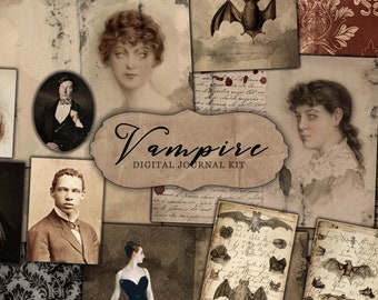Blood Spattered Digital Papers, Grunge Vampire Ephemera for Halloween ...