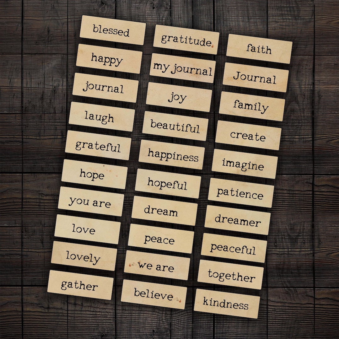 Digital Positive Happy Journal Words, Printable for Junk Journals ...