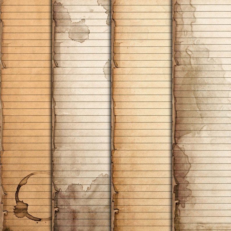 Grunge Coffee Stained Lined Notebook Pages, Printable Papers for Junk ...