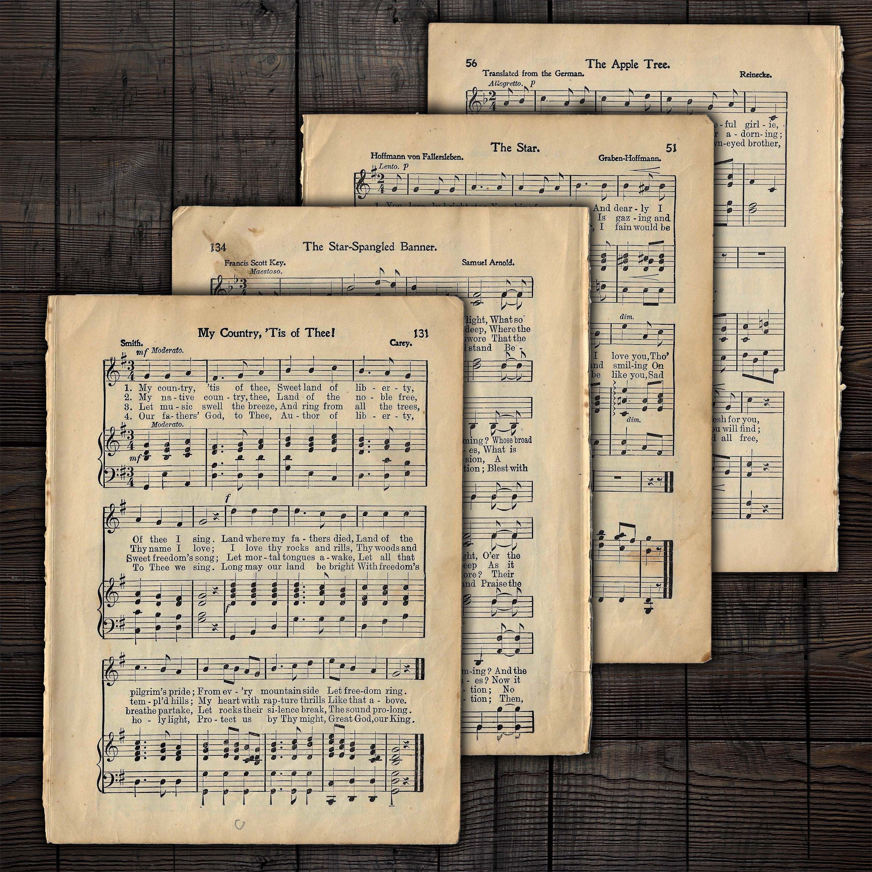 Antique 1800s Children's Music Sheets Printable Papers for Junk ...