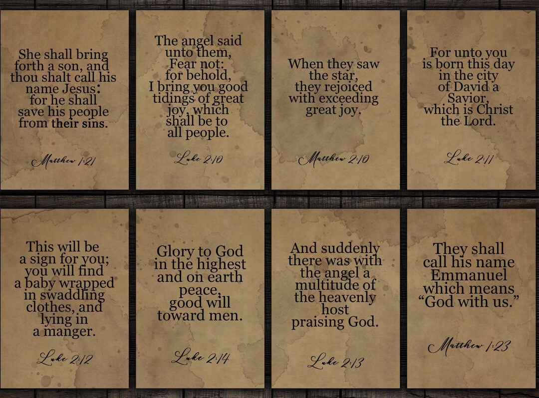Printable Christmas Bible Verses on Grunge Vintage Backgrounds, Collage ...