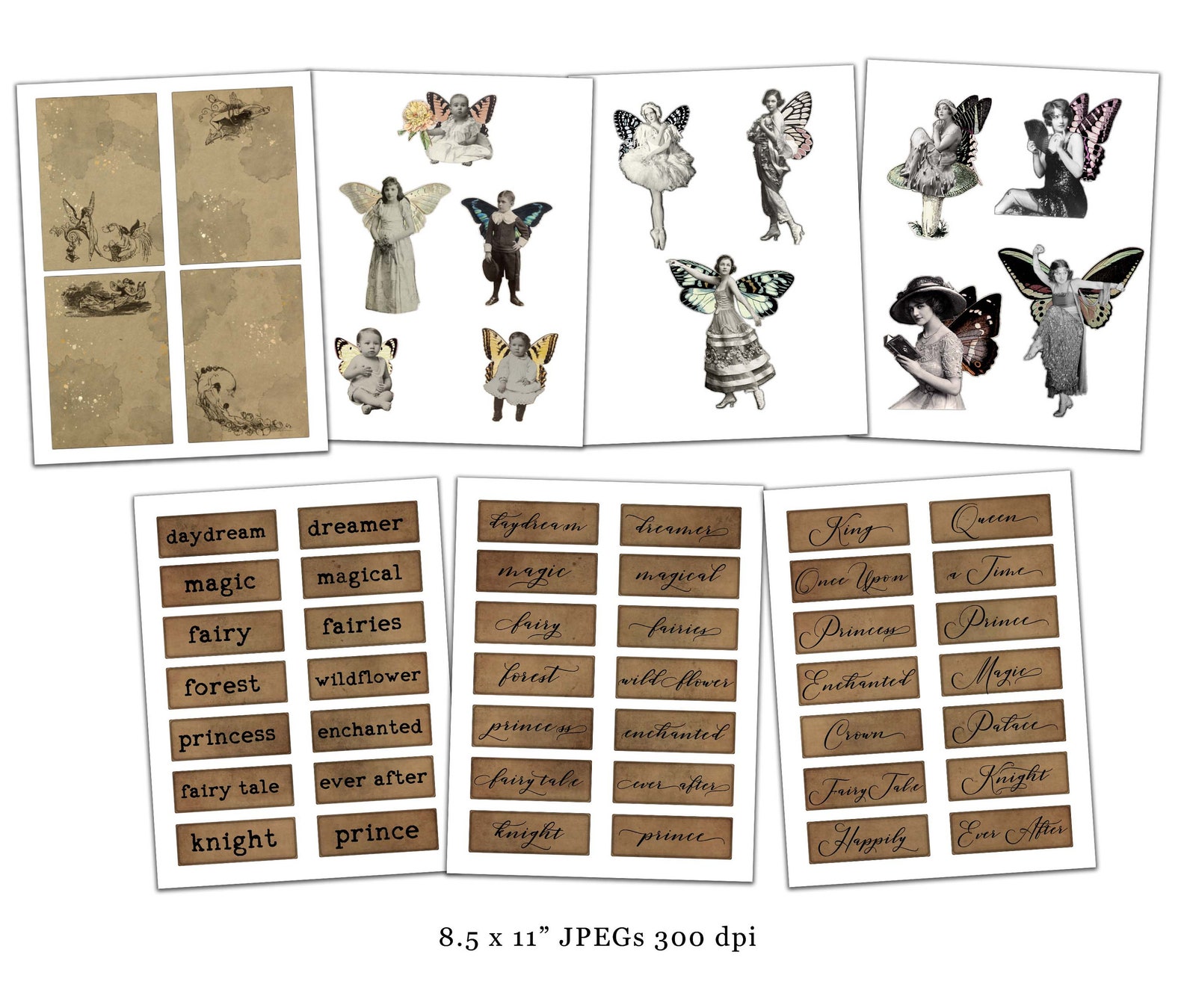91 Sheets Digital Fairy Tale Bundle for Printable Ephemera - Etsy