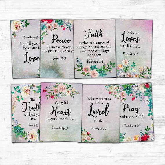 Printable Christian Bible Verses Watercolor Flowers Collage | Etsy