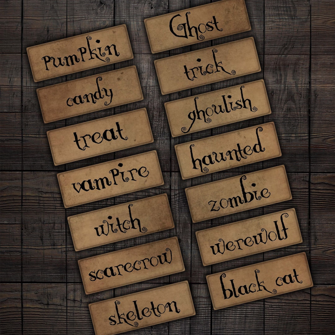 Printable Spooky Halloween Words for Junk Journals, Scrapbooks, Mixed ...