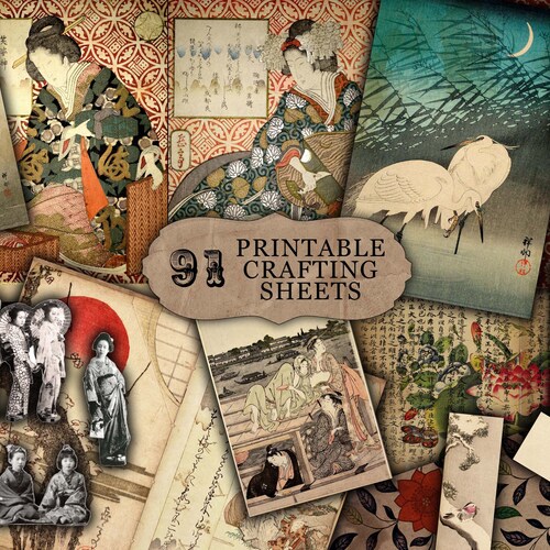 Japanese Digital Asia Bundle Printable Ephemera for Junk - Etsy