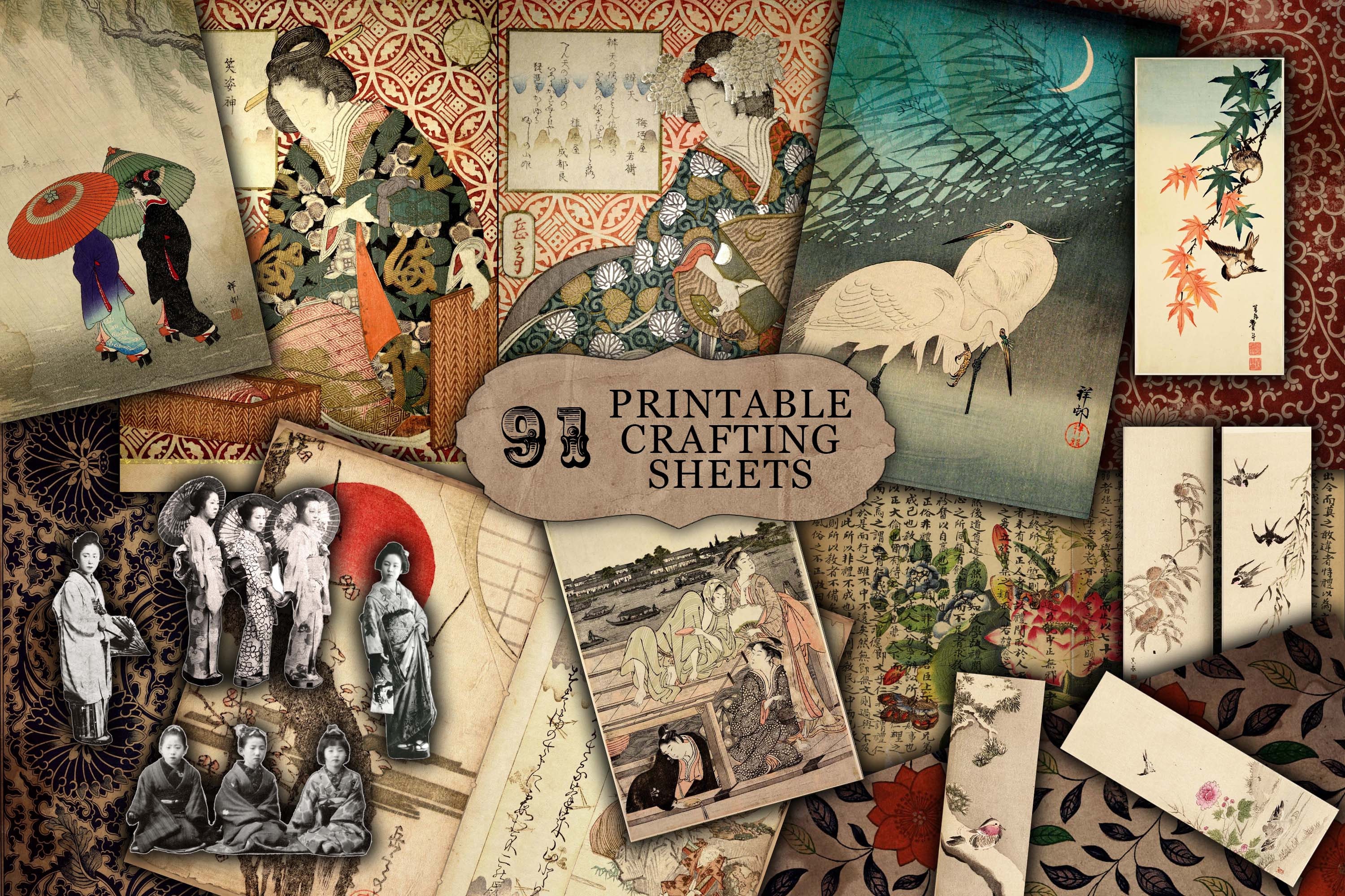 Japanese Digital Asia Bundle Printable Ephemera for Junk - Etsy
