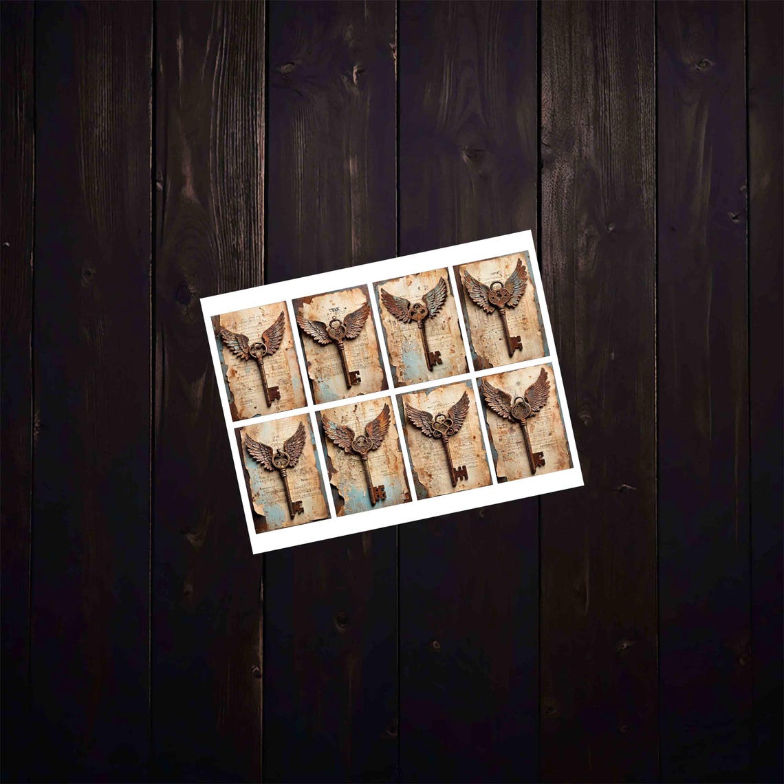 Rust Winged Keys Printable: Steampunk ATC Images (digital Download) - Etsy