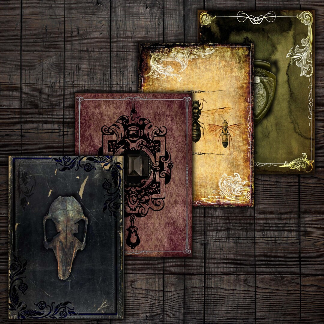 5x7 Printable Gothic Book Cover Digitals for Junk Journals, Scrapbooks ...