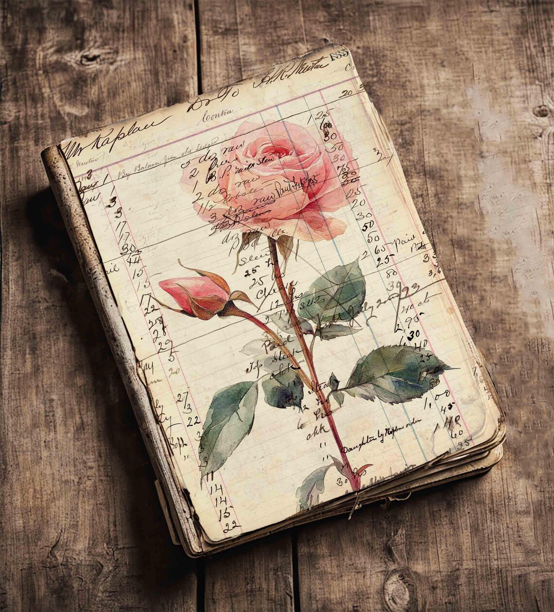Pink Rose Antique Ledger Ephemera: Junk Journal Pages (digital Kit) - Etsy